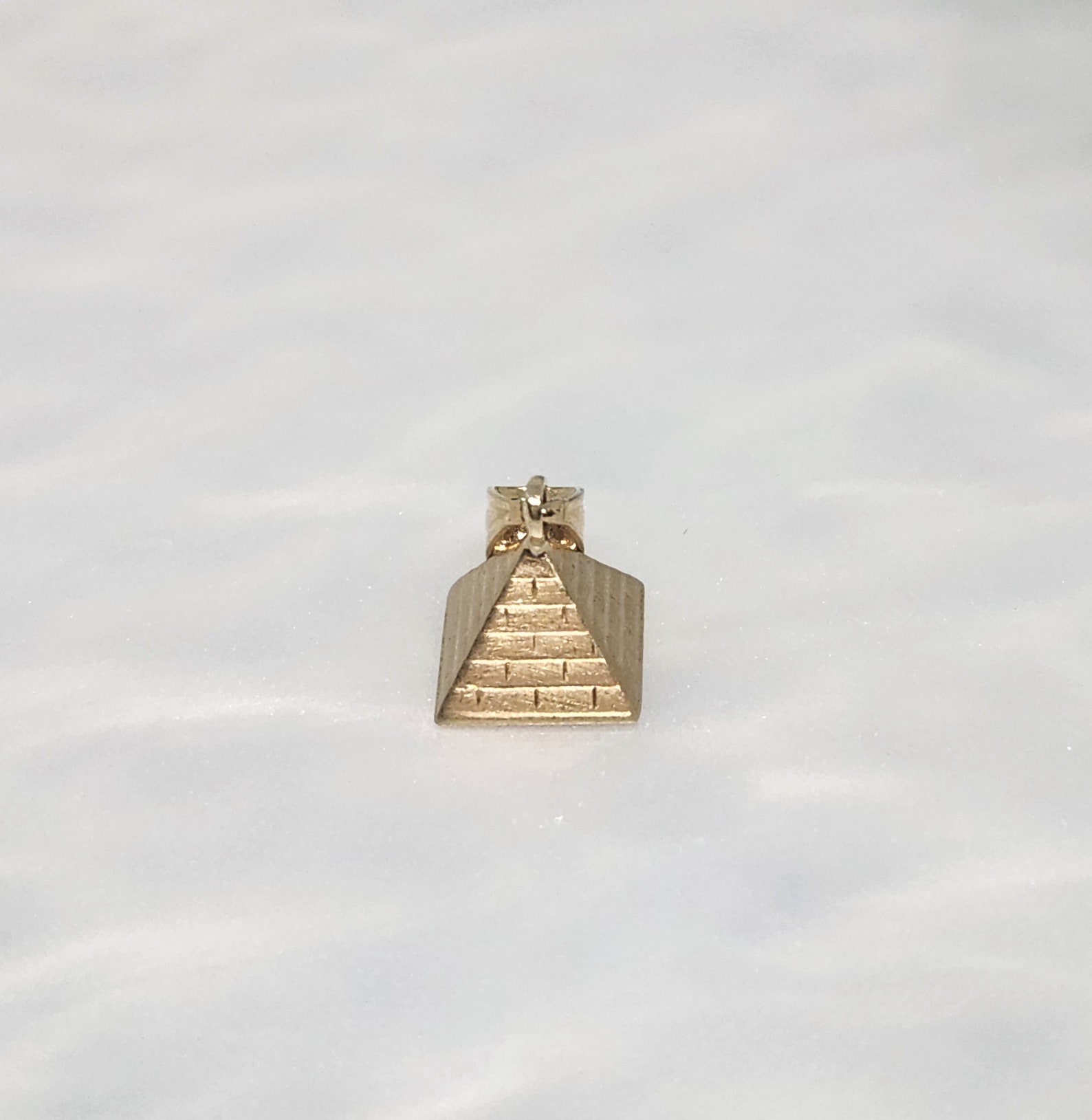 14K Real Gold Pyramid Charm, 3D Pyramid, Puff Charm, 3D Charm, Golf ...