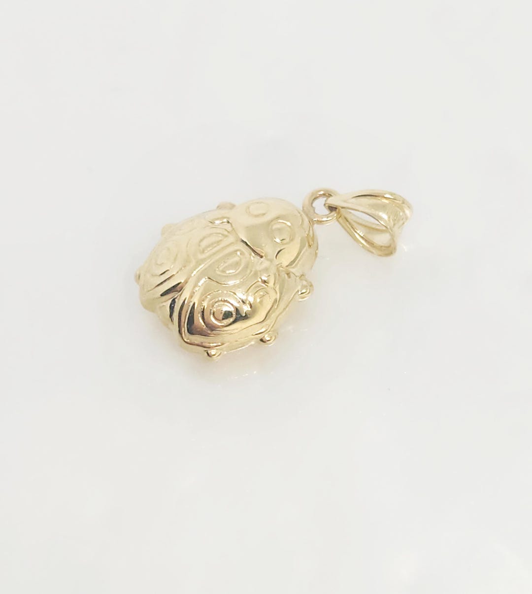 10K Yellow Gold Ladybug Charm, Gold Beetle Charm, Puffy Ladybug Charm ...