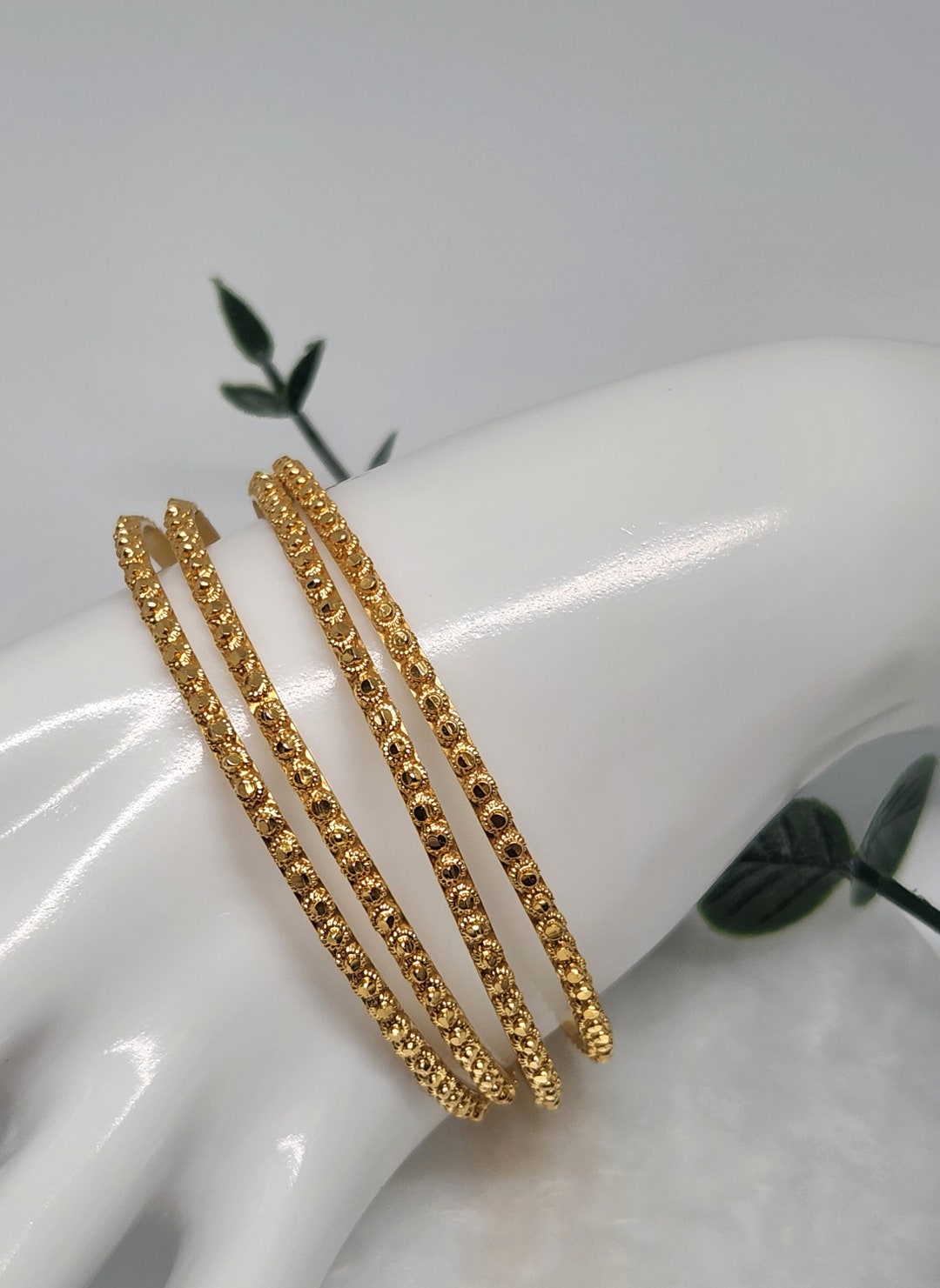 10K Genuine Gold Vintage Bangles, Gold Jingles, Gold Filigree Bangles ...