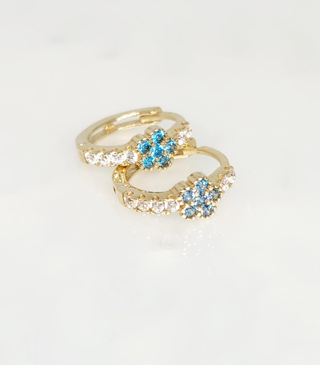 10K Yellow Gold TINY Huggie Earrings, Small CZ Huggies; Gold Hoop ...