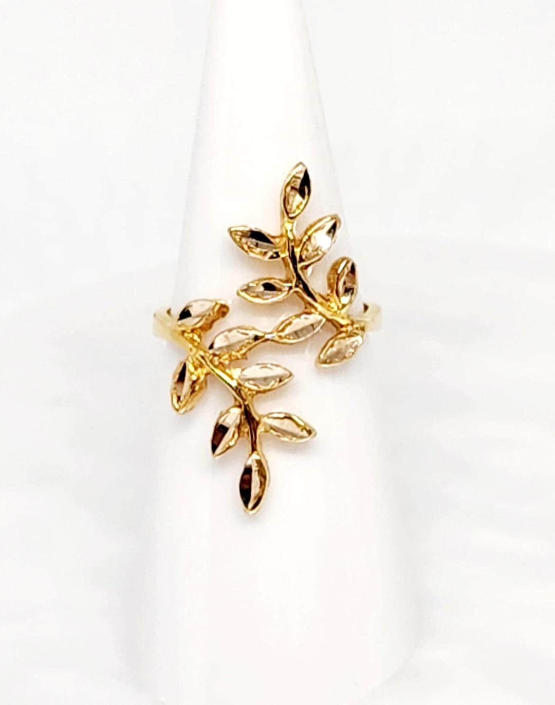 14K Yellow Gold Leaf Ring, Gold Leaf Design Ring, Gold Index Finger ...