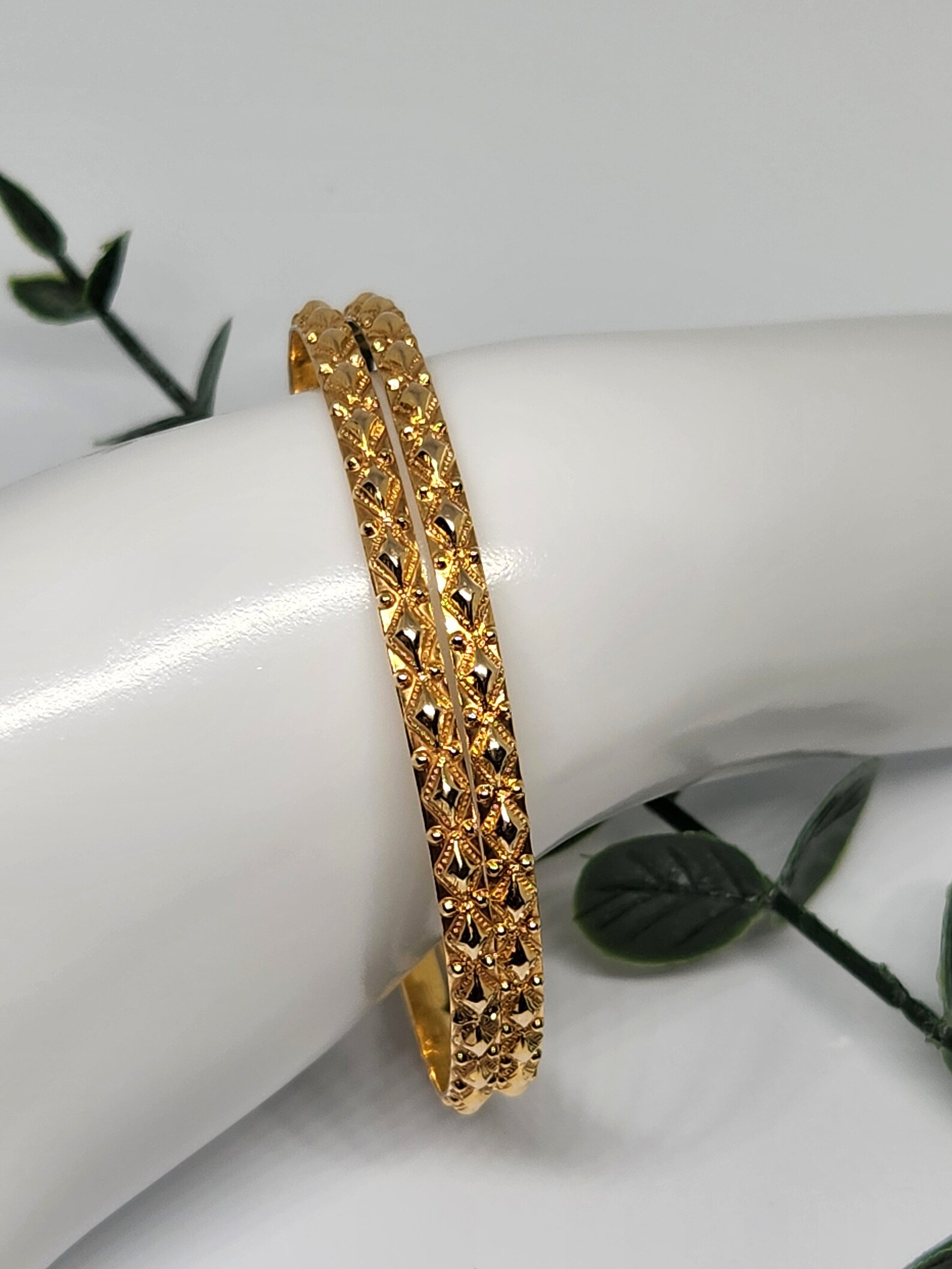 10K Genuine Gold Vintage Bangles, Gold Jingles, Gold Filigree Bangles ...