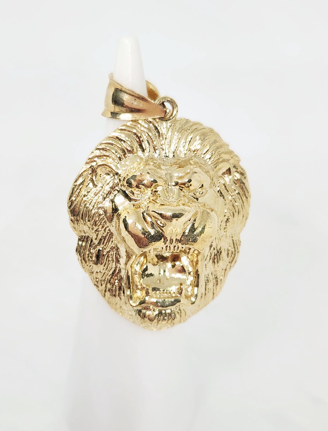 10K Yellow Gold Lion Pendant, August Birthsign, Leo Pendant, Gold Lion ...