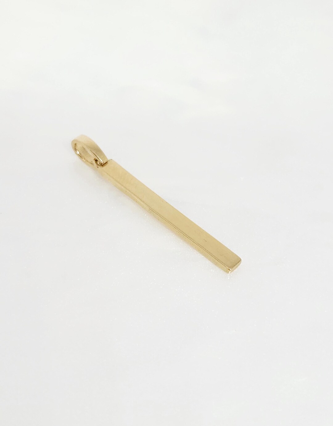 14K Yellow Gold Vertical Bar, Gold Bar Pendant, Gold Minimalist Pendant ...