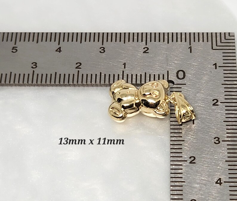 10K Real Gold Teddy Bear Charm, Lifelike Teddy Bear Pendant, Puffy Teddy Bear, Gold Bear Charm ...