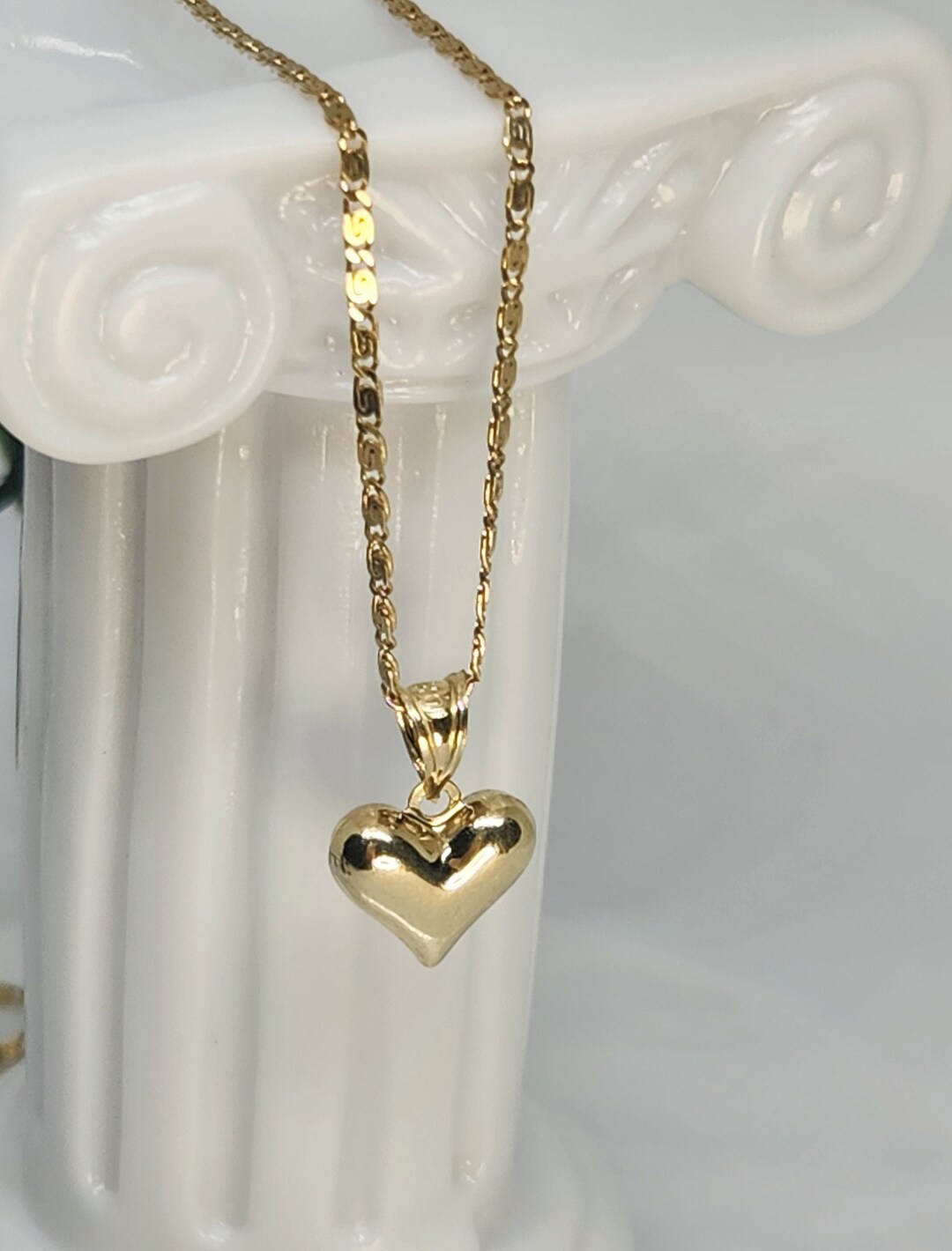 10K Real Gold Heart Charm, Puffy Heart, 3D Heart, Dainty Heart ...