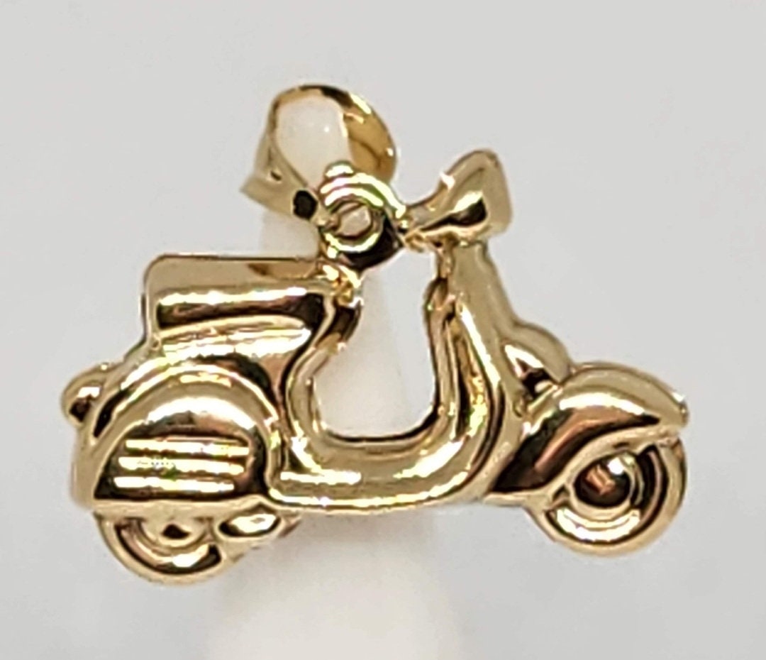 10K Real Gold Motorcycle Charm, Puffy Bike, Gold Bike Charm, Gold ...