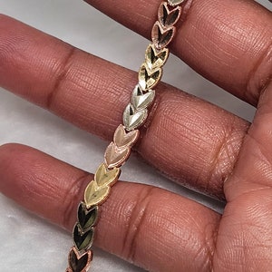 14K Genuine Gold Specialty Bracelet, Gold Leaf Pattern Bracelet, Gold ...