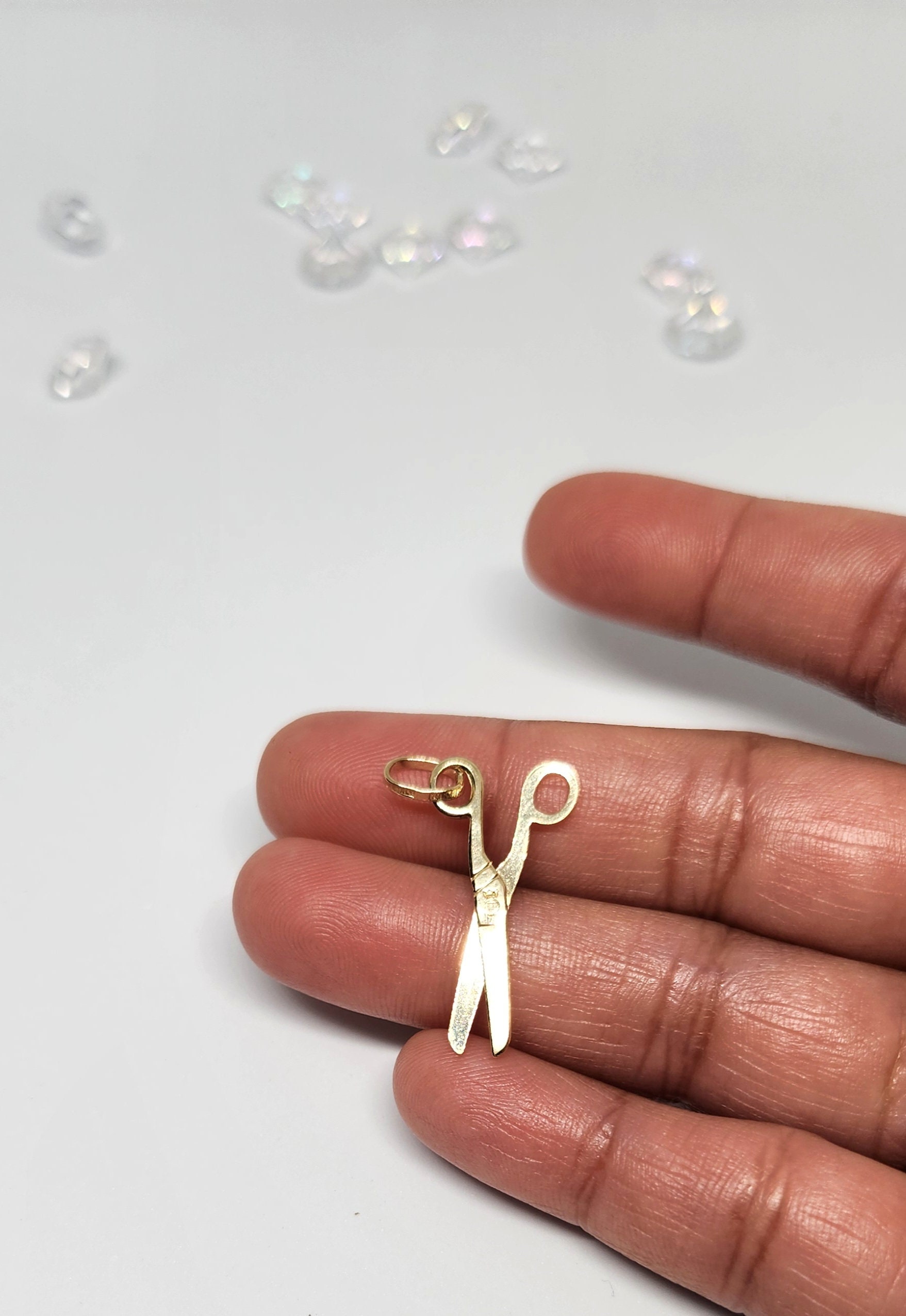 10K Real Gold Scissors Charm, Gold Scissor Pendant, Fully Moveable ...