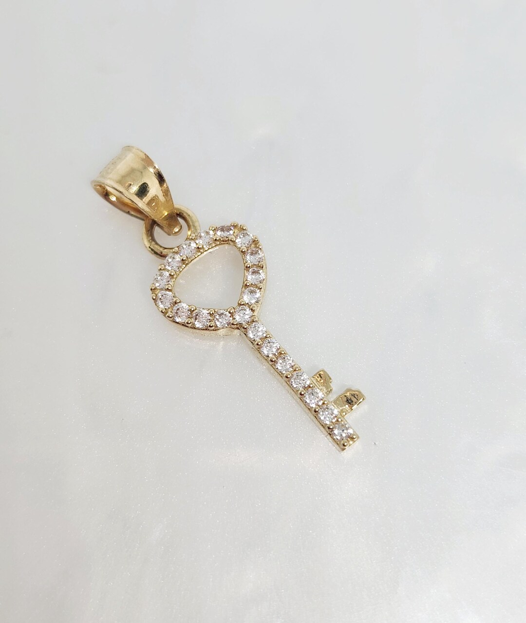 10K Yellow Gold Key Charm, Solid Gold Key Charm, Gold Key Luck Charm ...