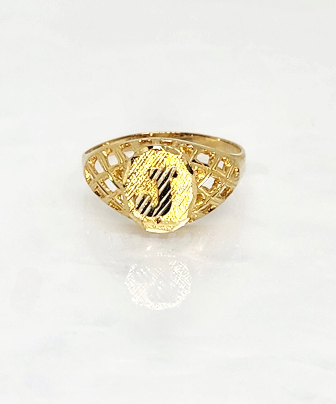 10K Yellow Gold VINTAGE Initial Ring, Gold Initial "j" Ring, Gold Oval ...