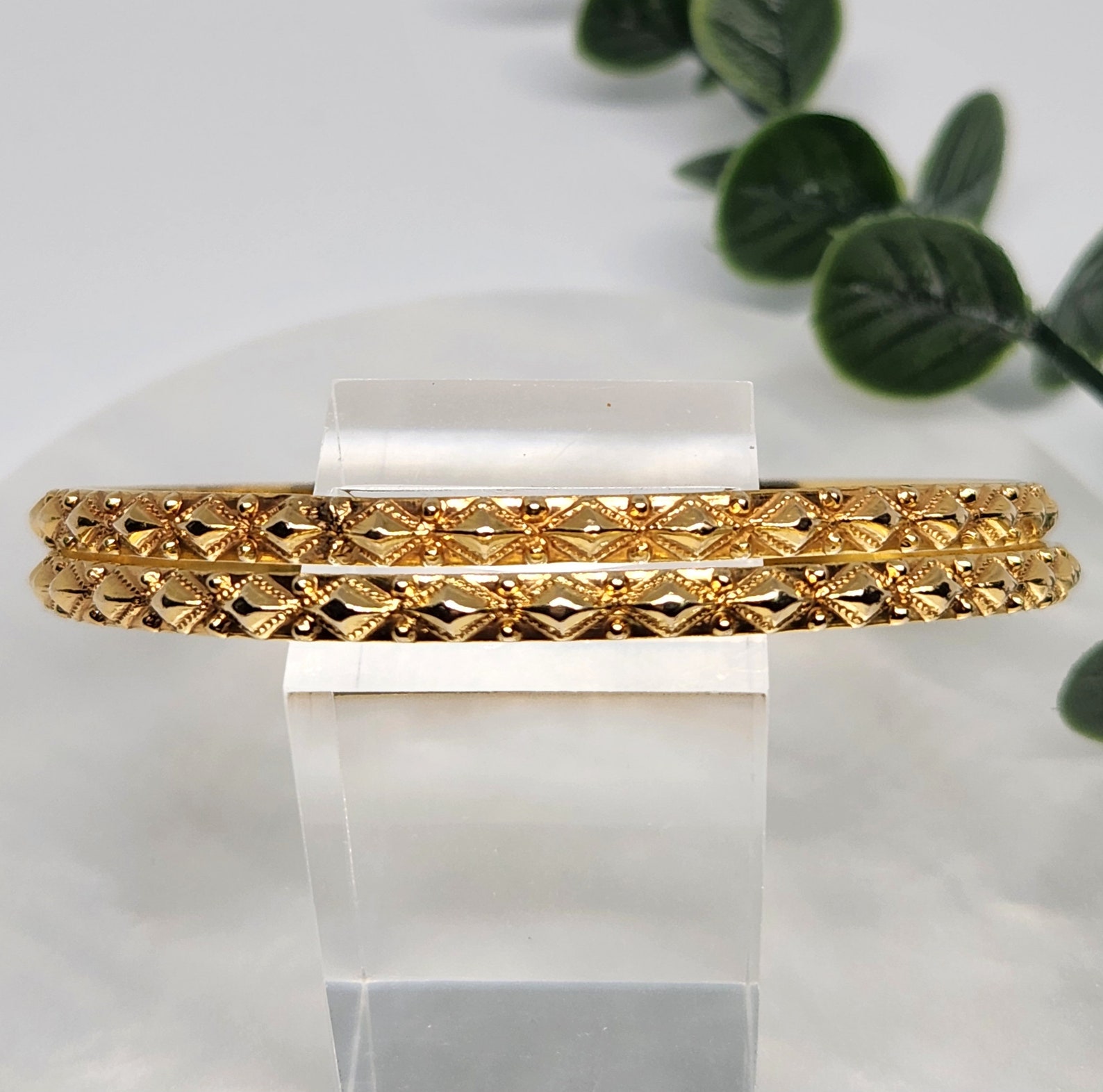 10K Genuine Gold Vintage Bangles, Gold Jingles, Gold Filigree Bangles ...