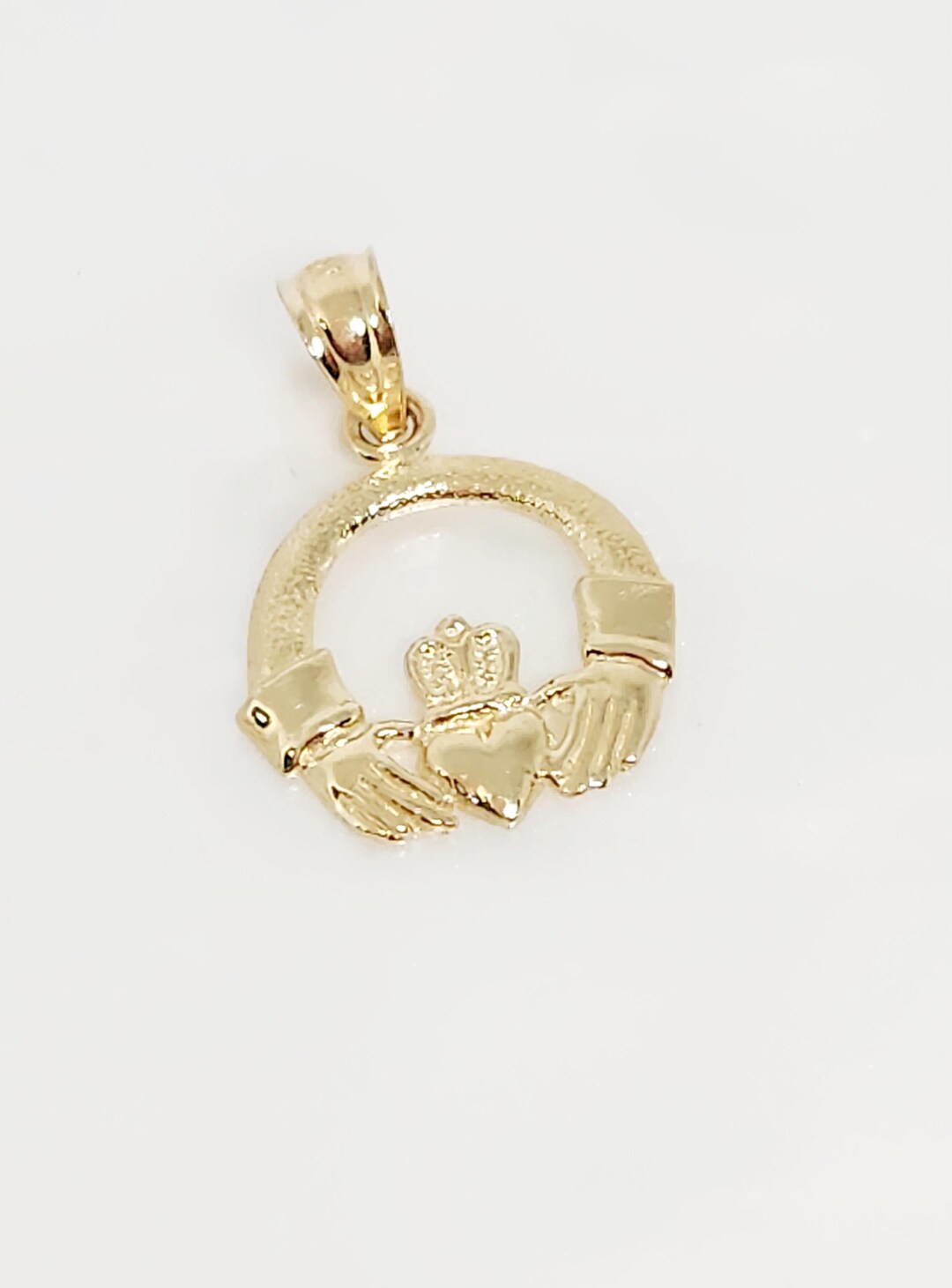 10K Yellow Gold SMALL Claddagh Charm, Gold Irish Charm, Love Promise ...