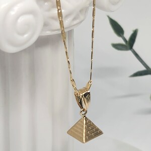 14K Real Gold Pyramid Charm, 3D Pyramid, Puff Charm, 3D Charm, Golf ...