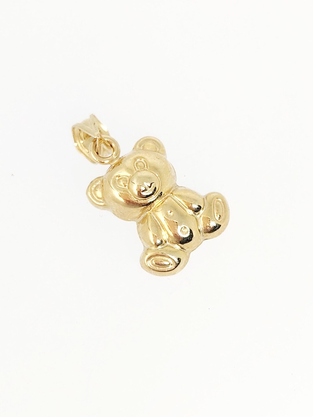 10K Yellow Gold Teddy Bear, Lifelike Teddy Bear Pendant, Puffy Teddy ...