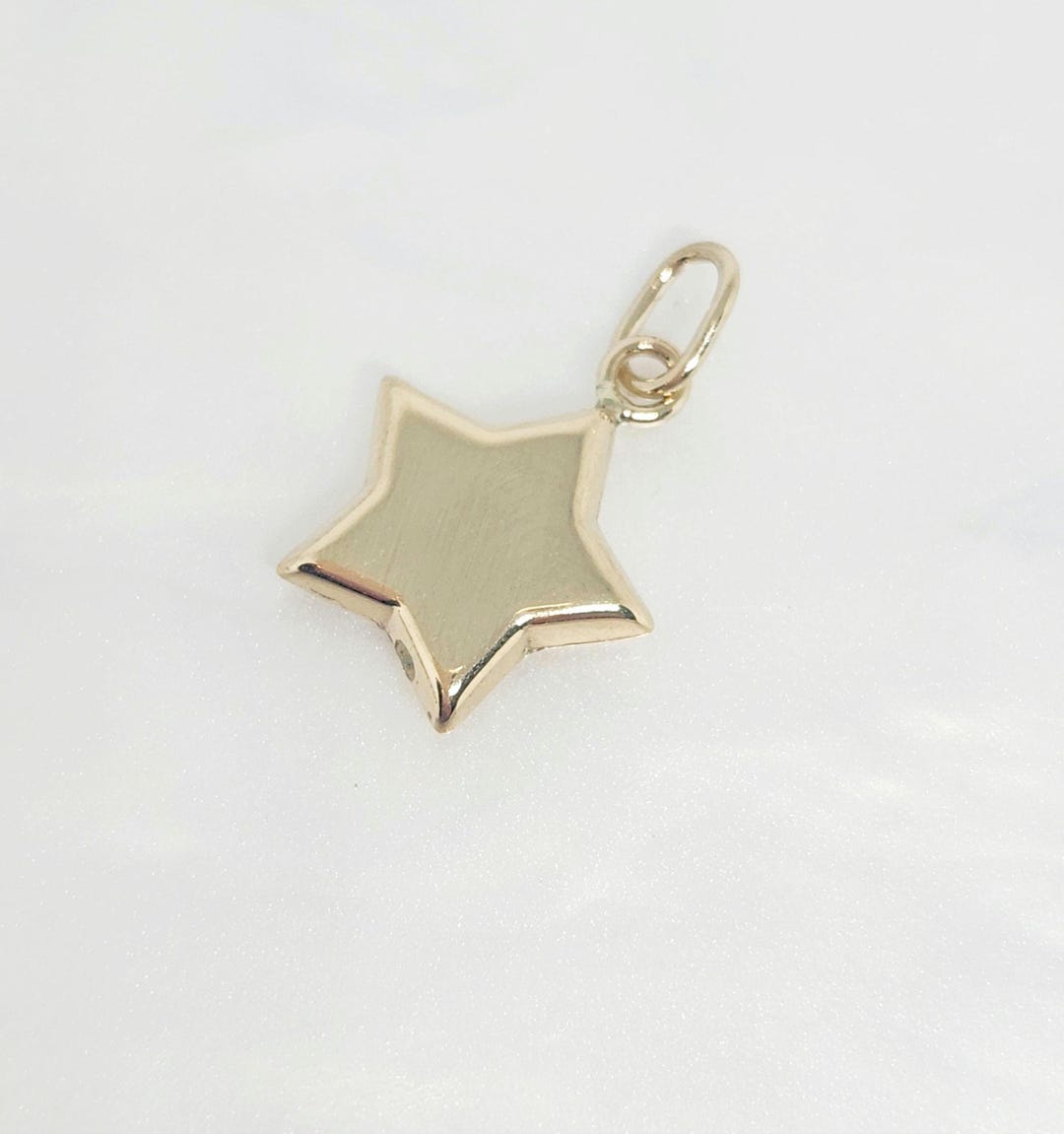 14K Yellow Gold Small Star Charm, Gold Puffy Star, Lightweight Gold ...