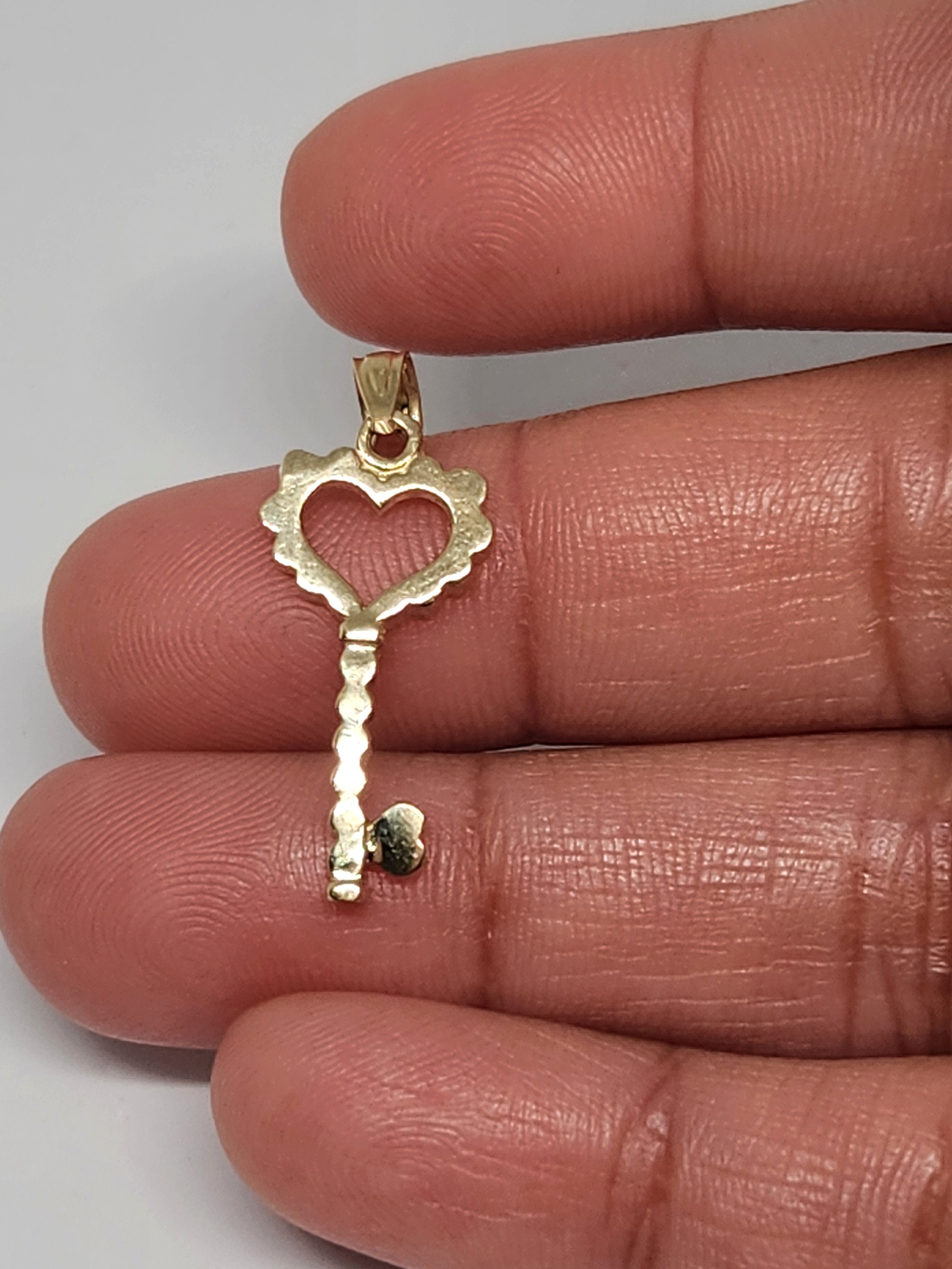 10K Real Gold Key, Solid Gold Key Charm, Gold Key Luck Charm, Gold Key ...