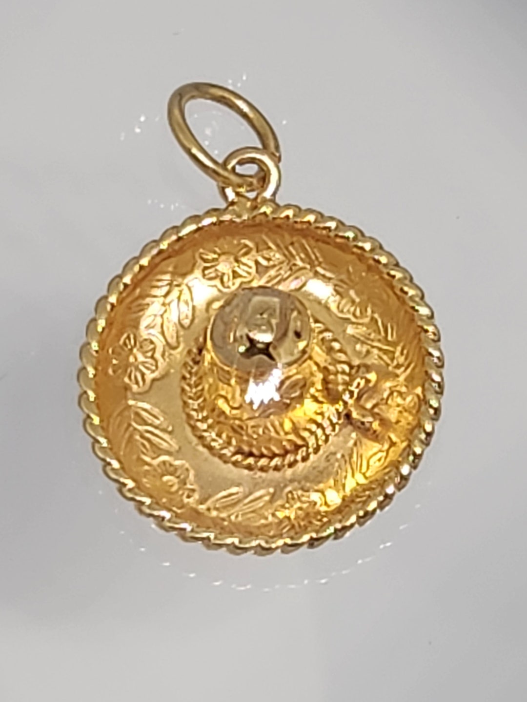 14K Real Gold Hat Pendant, Gold Vintage Hat Pendant, 3D Gold Hat, Gold ...