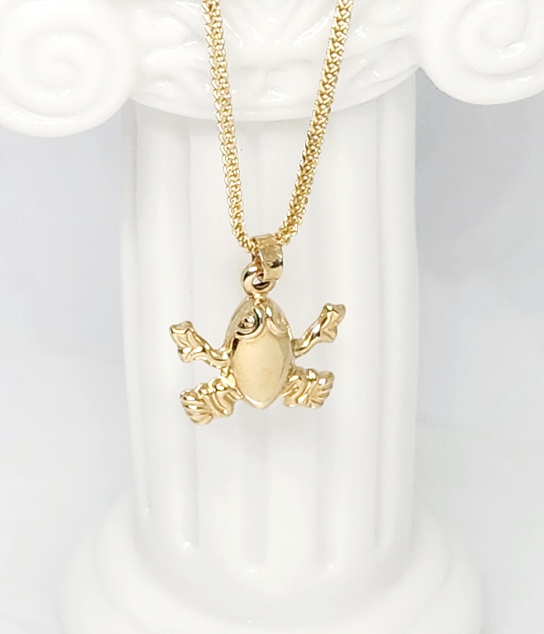 14K Real Gold Frog, Gold Puffy Frog, Gold Dimensional Frog, Gold Frog ...