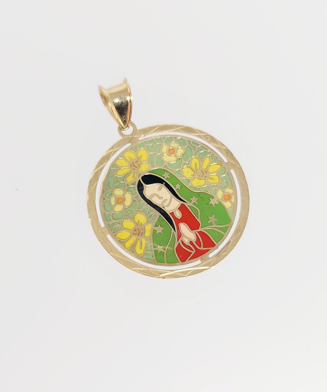 14K Yellow Gold Saint Charm, Gold Mother of Mary Charm, Gold Religious ...