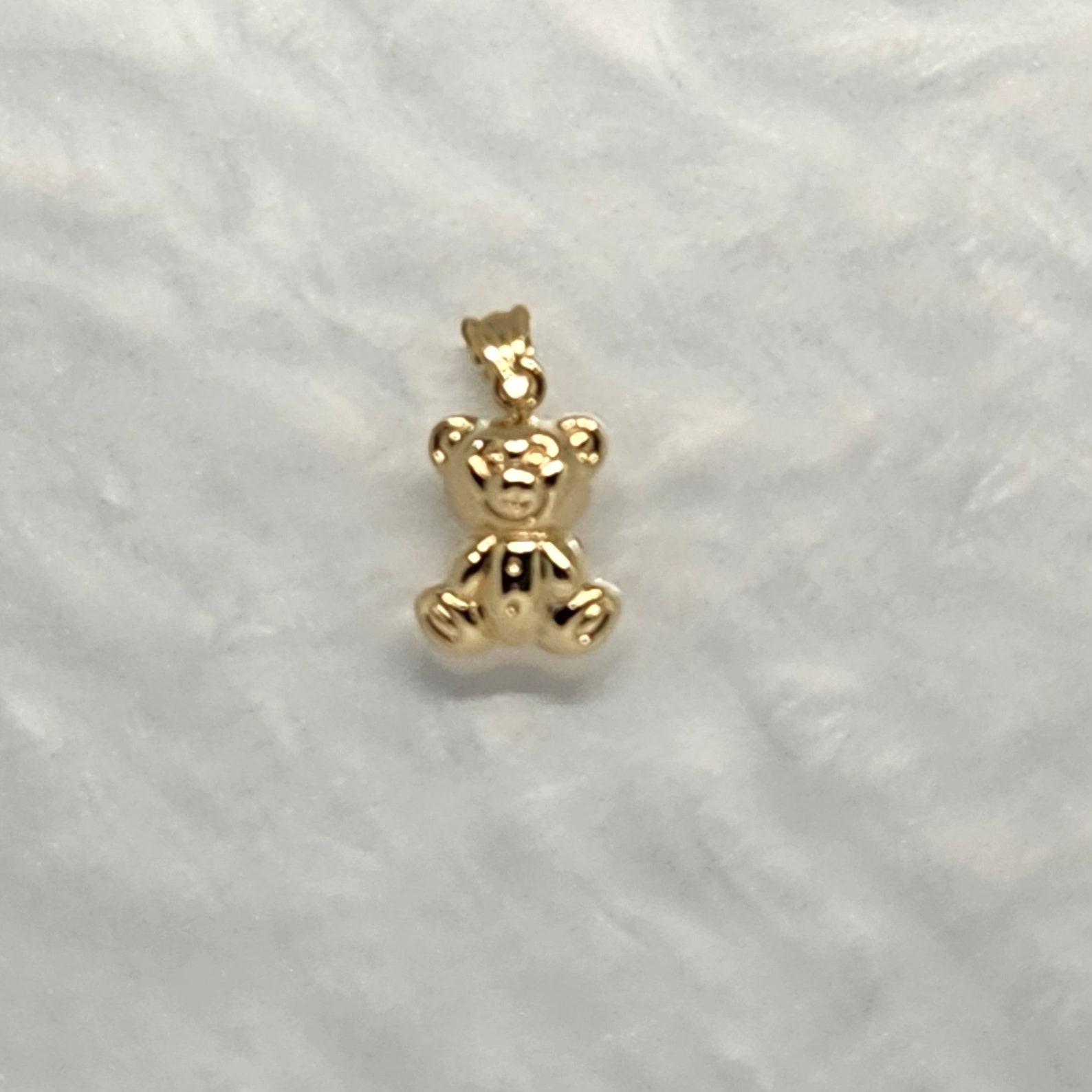 10K Real Gold Teddy Bear Charm, Lifelike Teddy Bear Pendant, Puffy ...