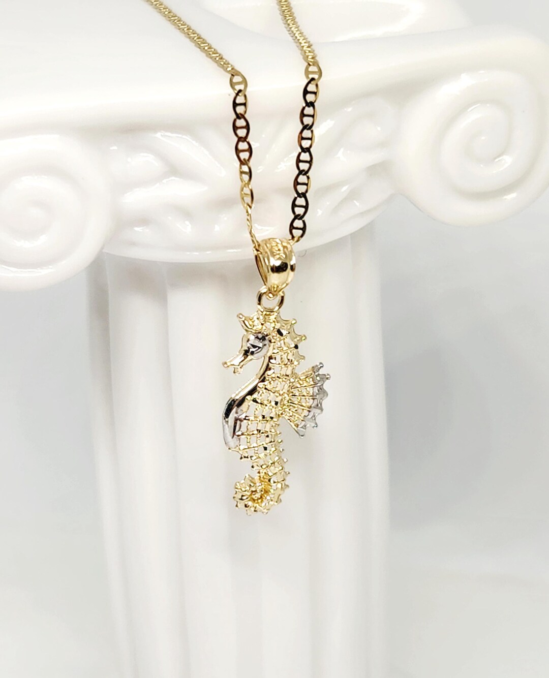10K Real Gold Seahorse Charm, Gold Beach Jewelry, Ocean Jewelry, Gold ...
