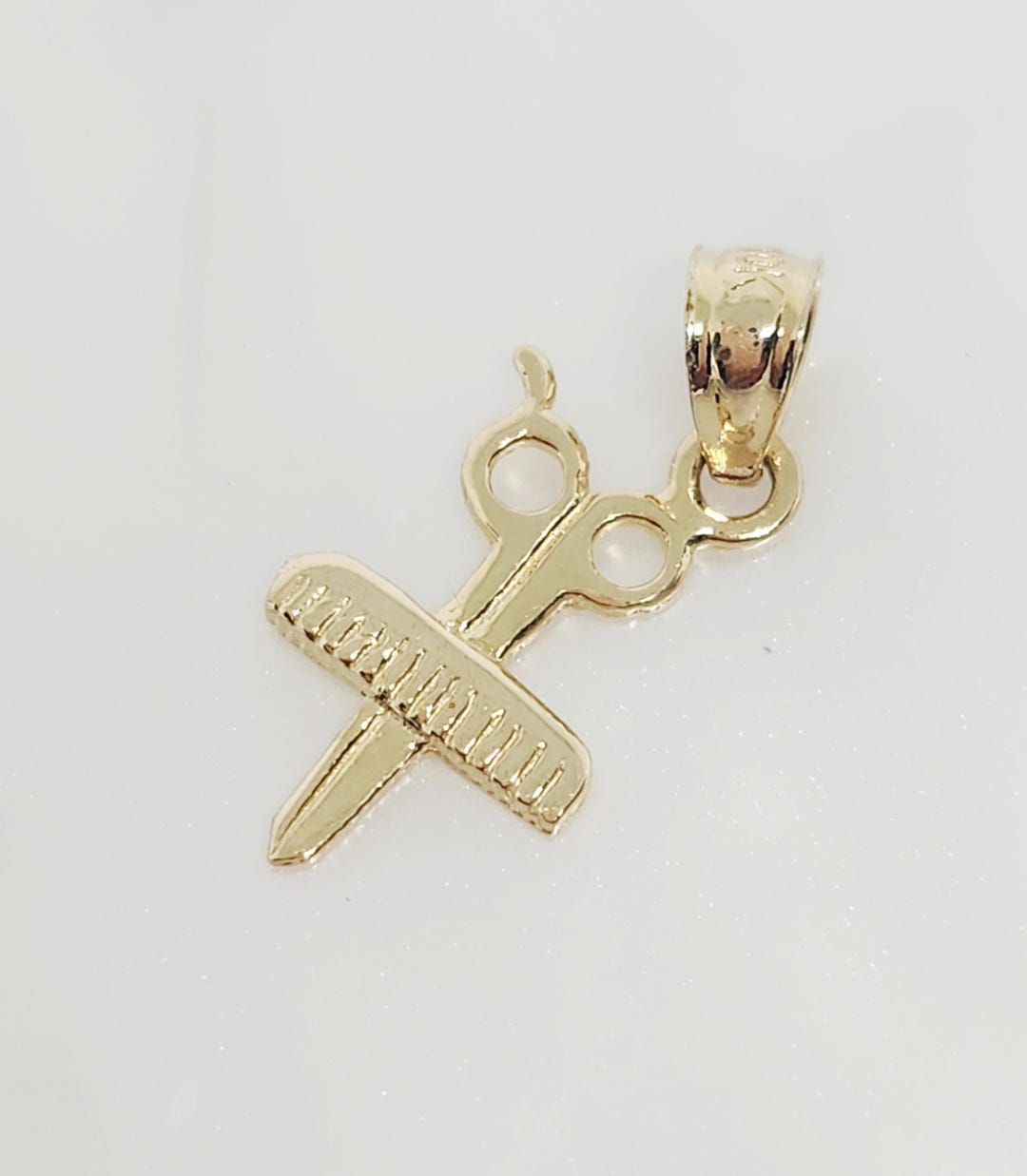 10K Yellow Gold TINY Scissors Charm, Gold Scissor & Comb Charm, Hair ...