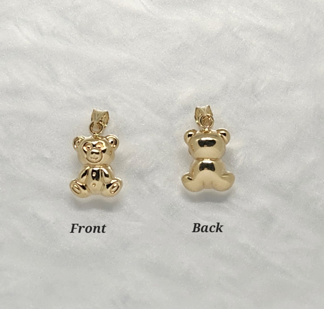 10K Real Gold Teddy Bear Charm, Lifelike Teddy Bear Pendant, Puffy ...