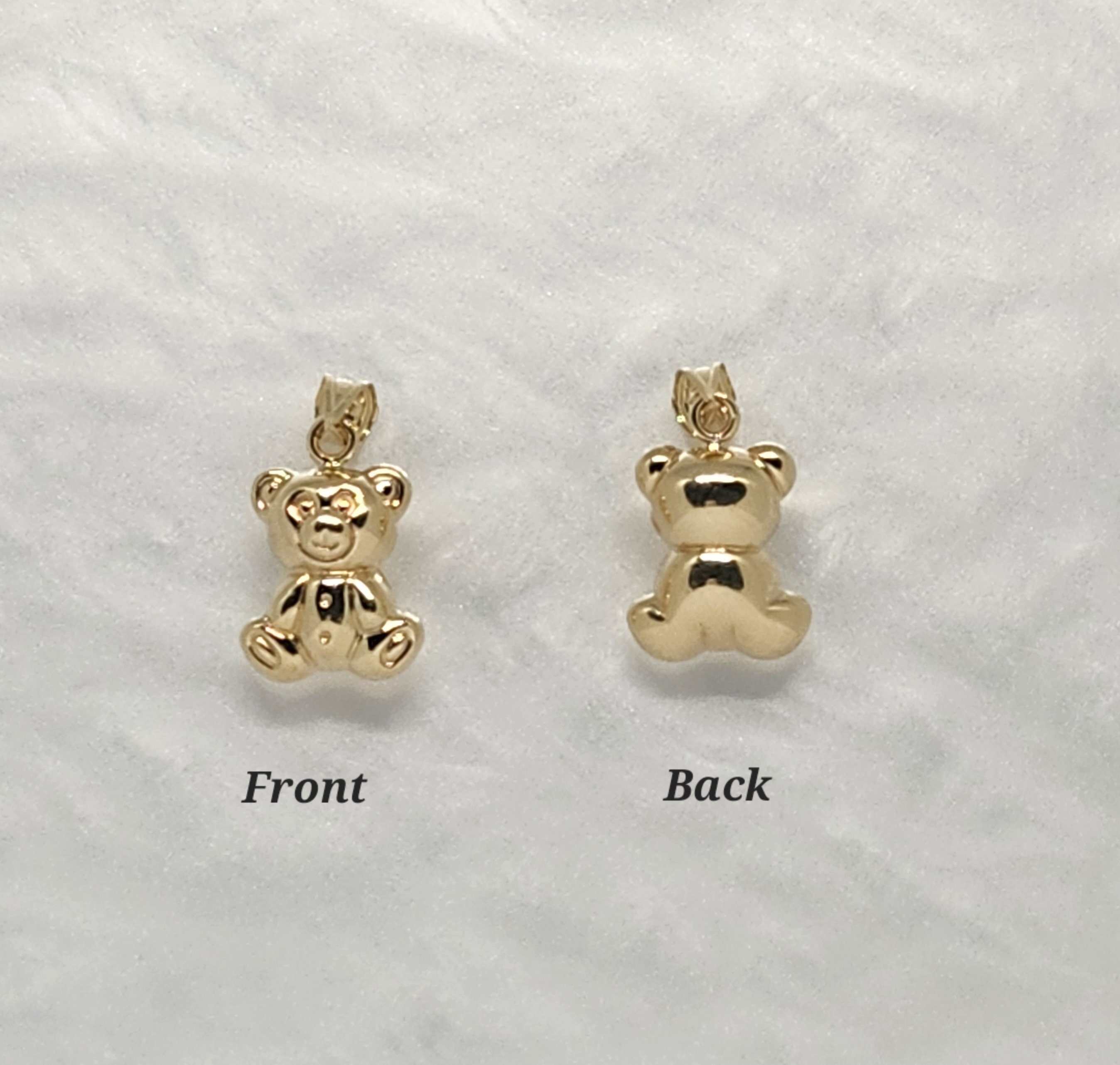 10K Real Gold Teddy Bear Charm, Lifelike Teddy Bear Pendant, Puffy Teddy Bear, Gold Bear Charm ...