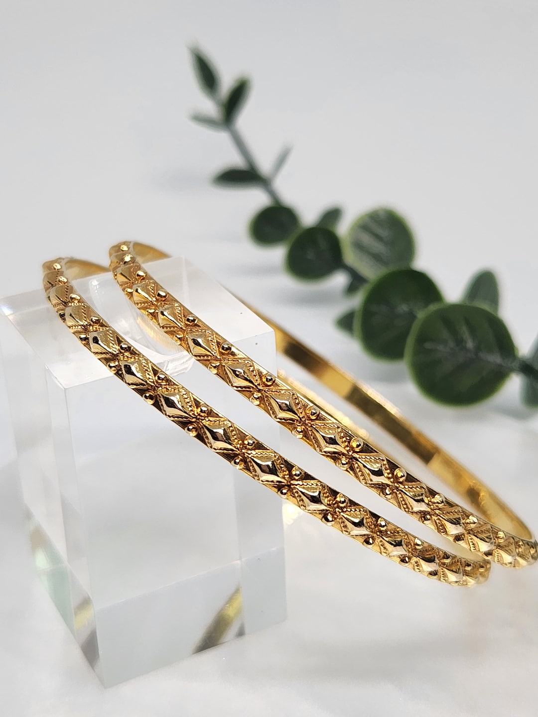 10K Genuine Gold Vintage Bangles, Gold Jingles, Gold Filigree Bangles ...