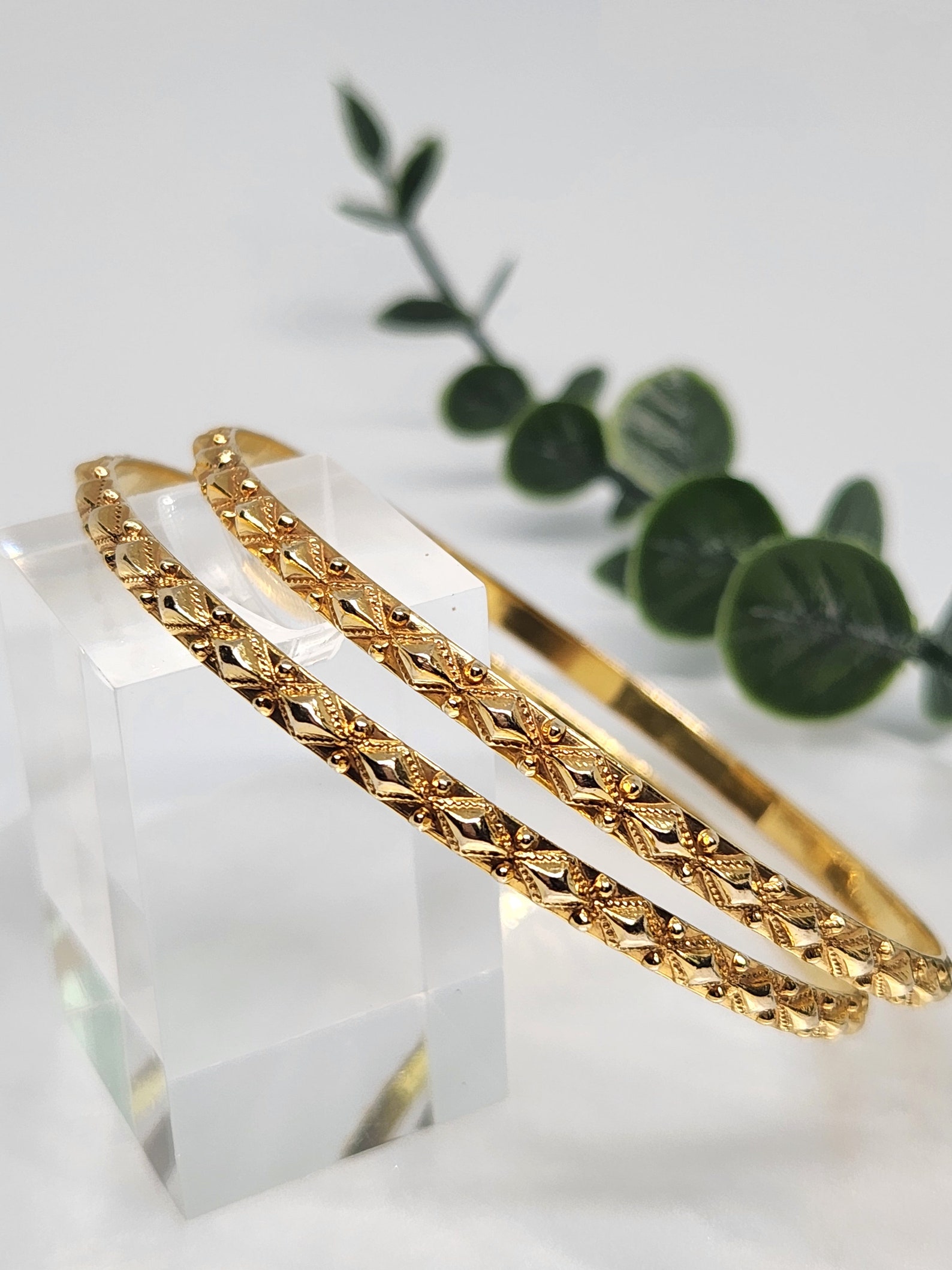 10K Genuine Gold Vintage Bangles, Gold Jingles, Gold Filigree Bangles ...