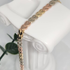 14K Genuine Gold Specialty Bracelet, Gold Leaf Pattern Bracelet, Gold ...