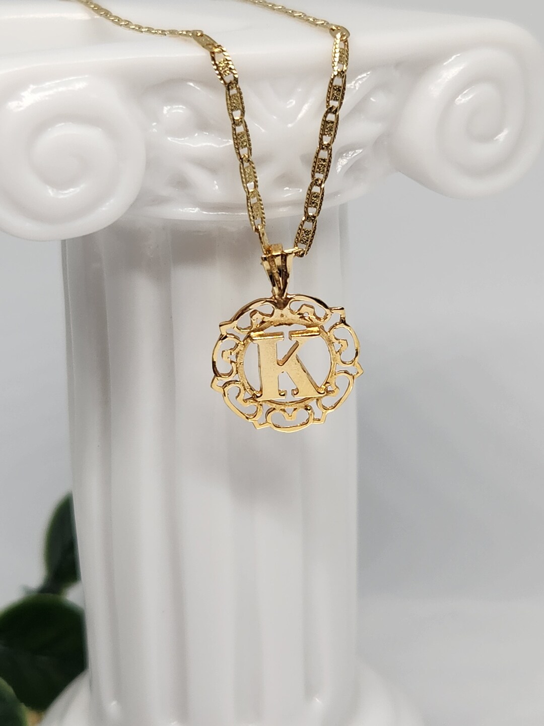 10K Yellow Gold Initial Vintage Heart Pendant, Gold k Pendant, Gold ...