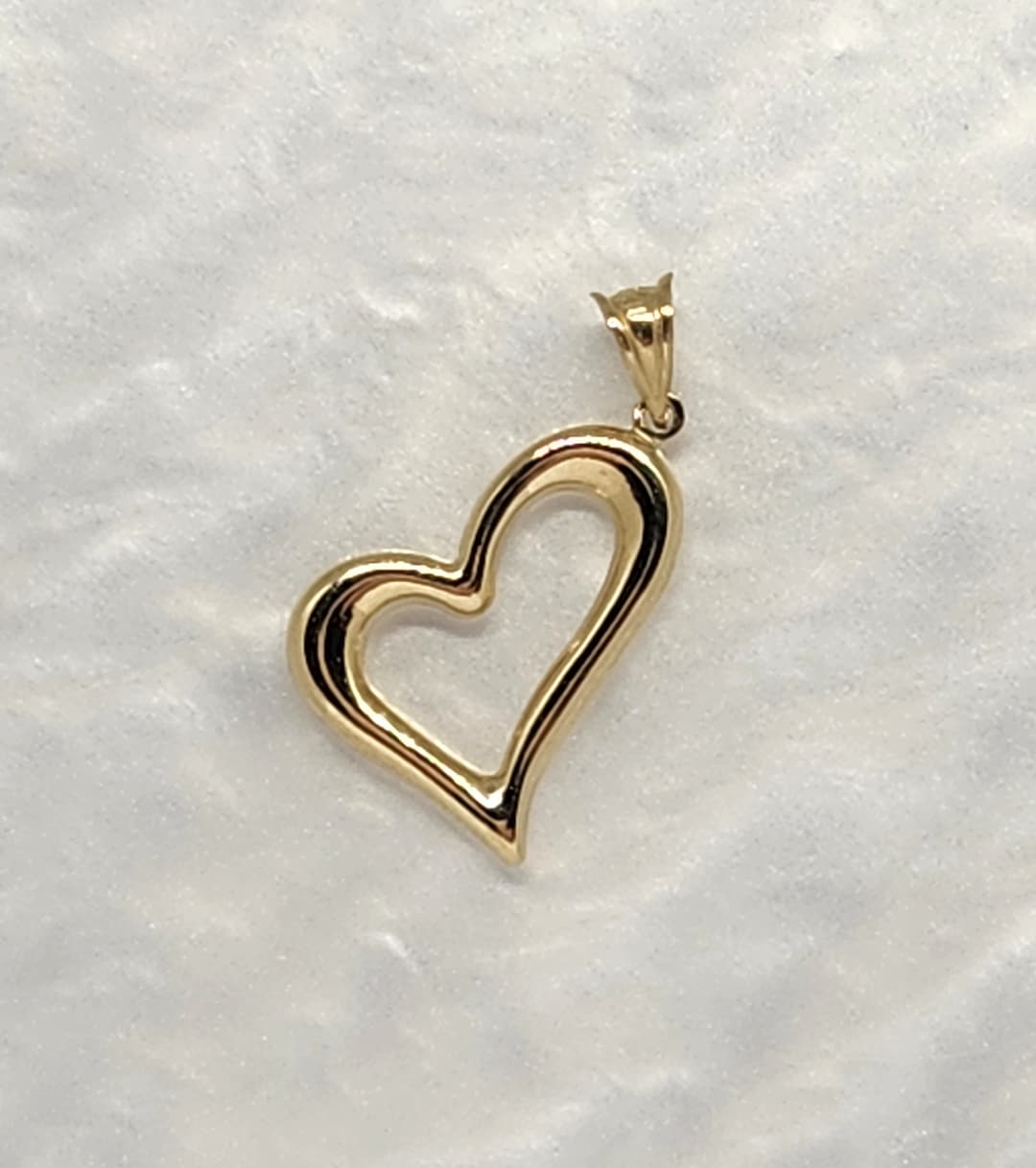 10K Yellow Gold Heart Pendant, Hollow Heart, See-through Heart, Open ...