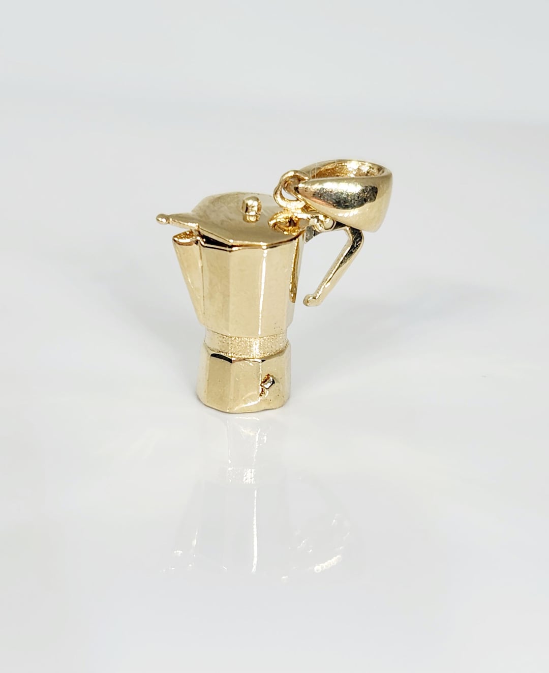 14K Yellow Gold Coffee Maker Charm, MINI Gold Coffee Pot, Gold Espresso ...