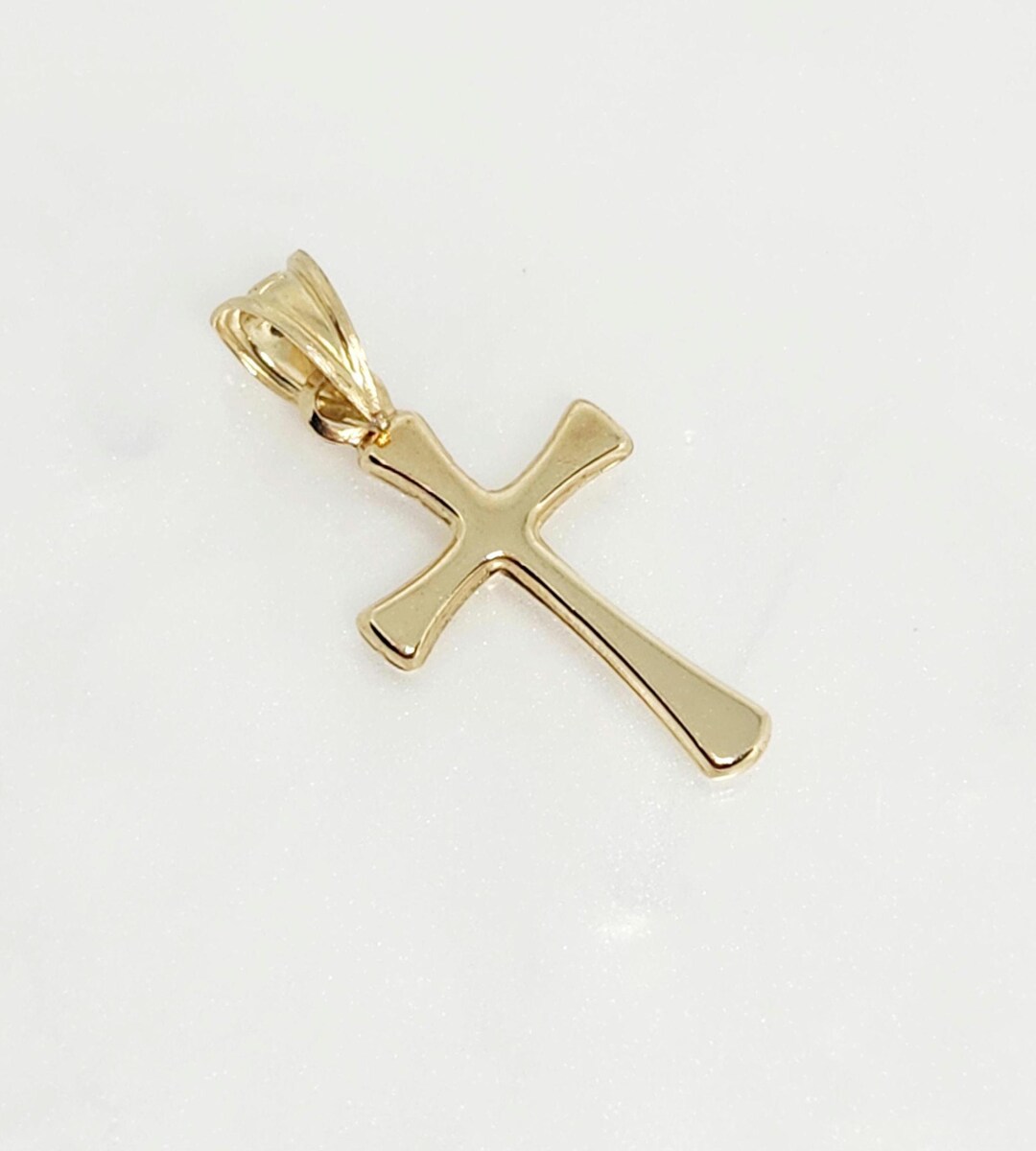 10K Yellow Gold SMALL Cross Charm, Plain Gold Cross, Puffy Gold Cross ...