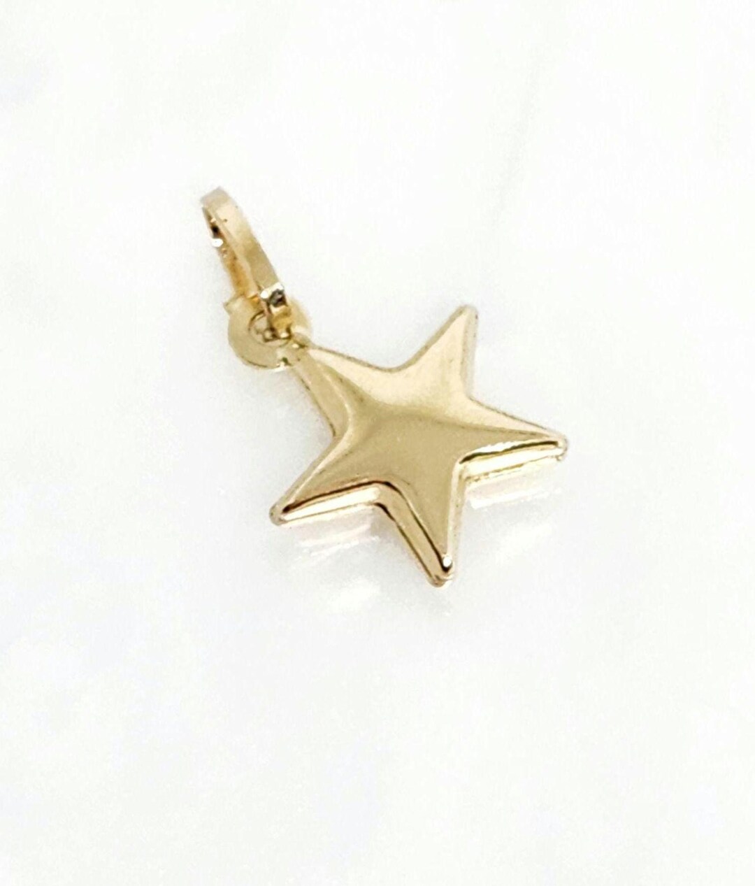 14K Yellow Gold Star Charm, Gold Puffy Star, Gold Hollow Star, Dainty ...