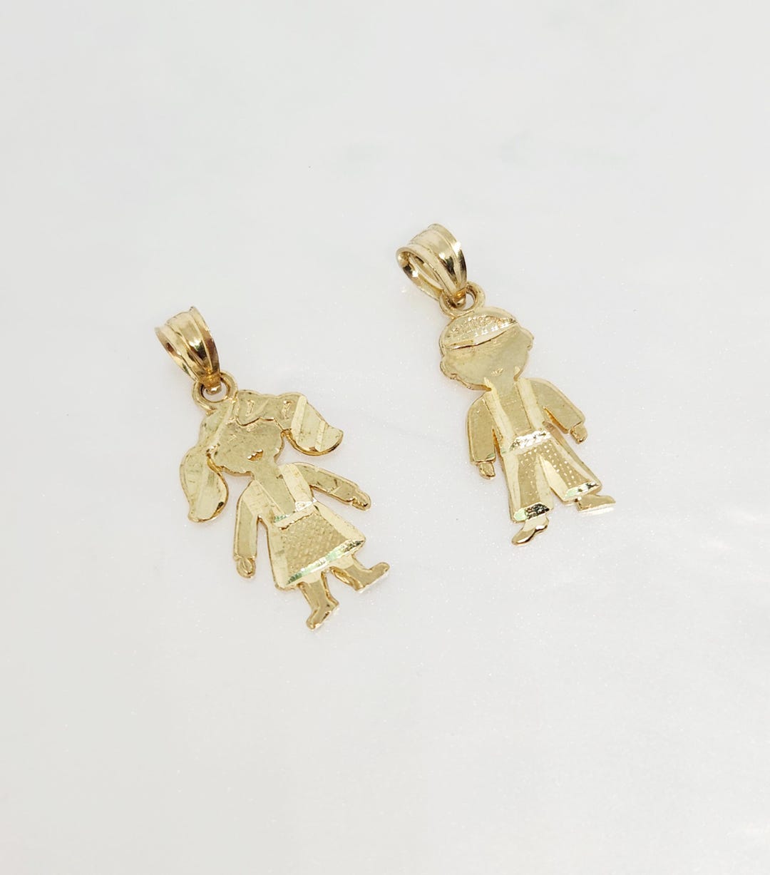 10K Yellow Gold Child Pendant, Gold Boy Charm, Gold Girl Charm, Baby ...