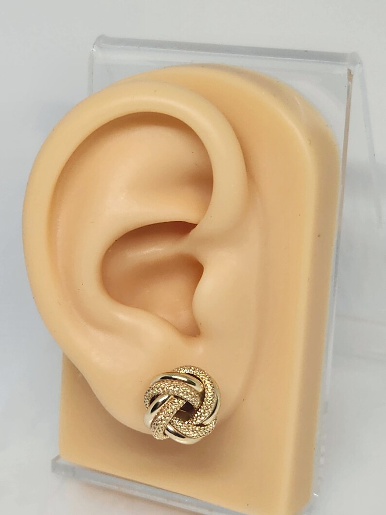 10K Yellow Gold Knot Earrings, Gold Knot Studs, Gold Love Knot Earrings, Gold Love Knot Pendant ...