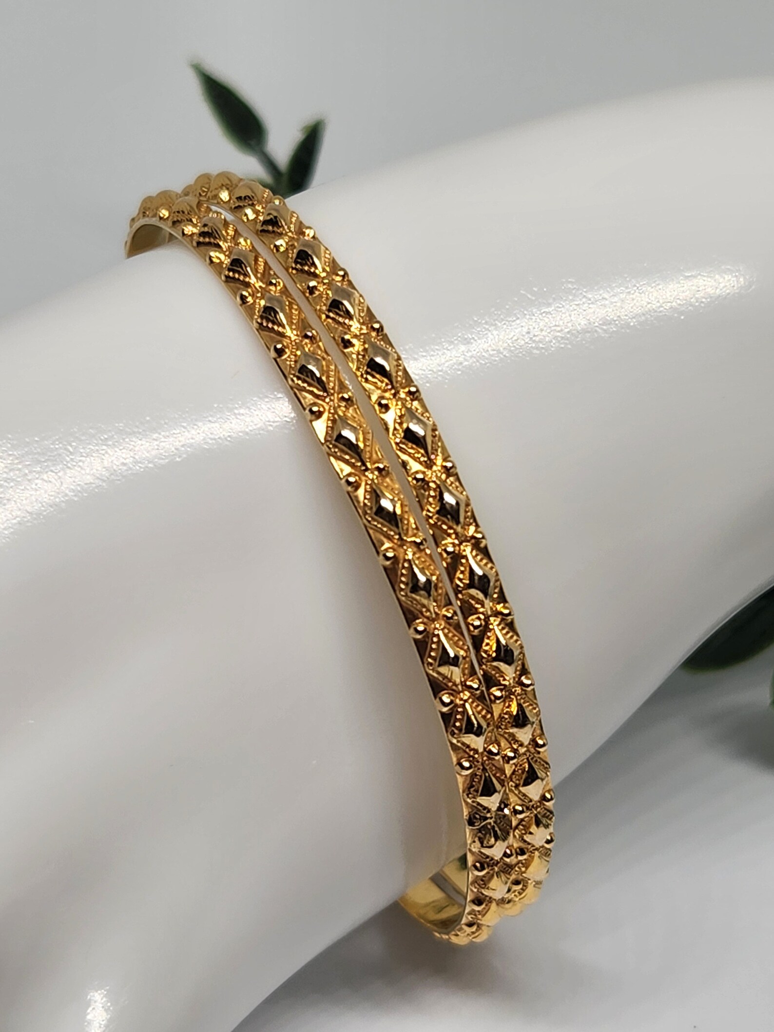 10K Genuine Gold Vintage Bangles, Gold Jingles, Gold Filigree Bangles ...