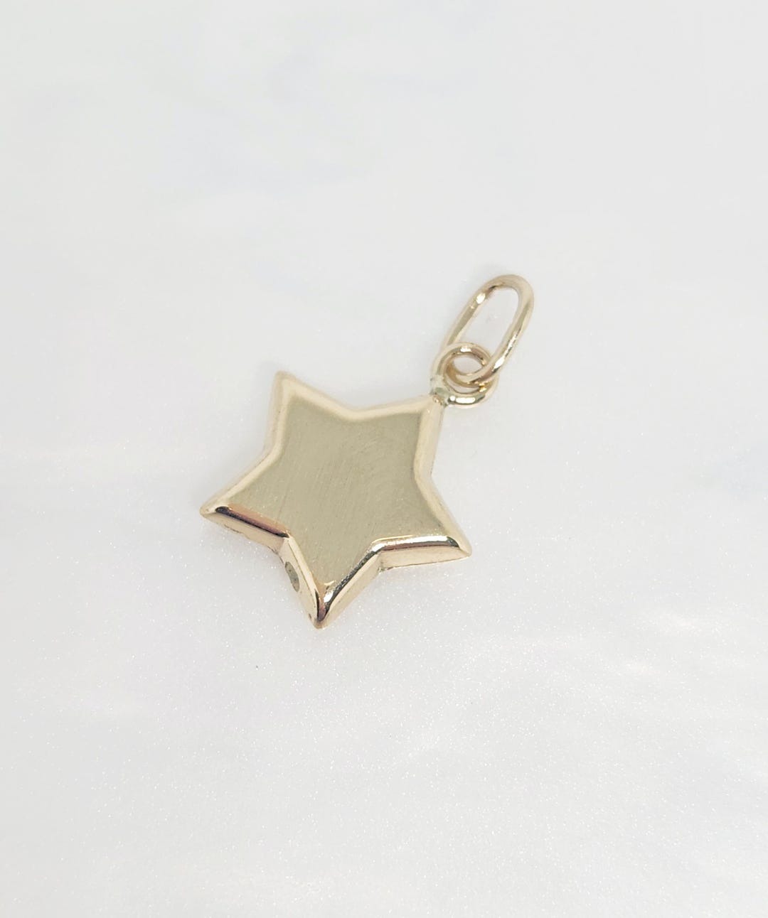 Yellow Gold Small Star Charm, Gold Puffy Star, Lightweight Gold Star ...