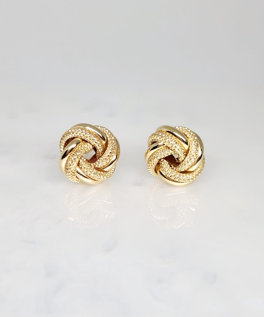10K Yellow Gold Knot Earrings, Gold Knot Studs, Gold Love Knot Earrings, Gold Love Knot Charm ...