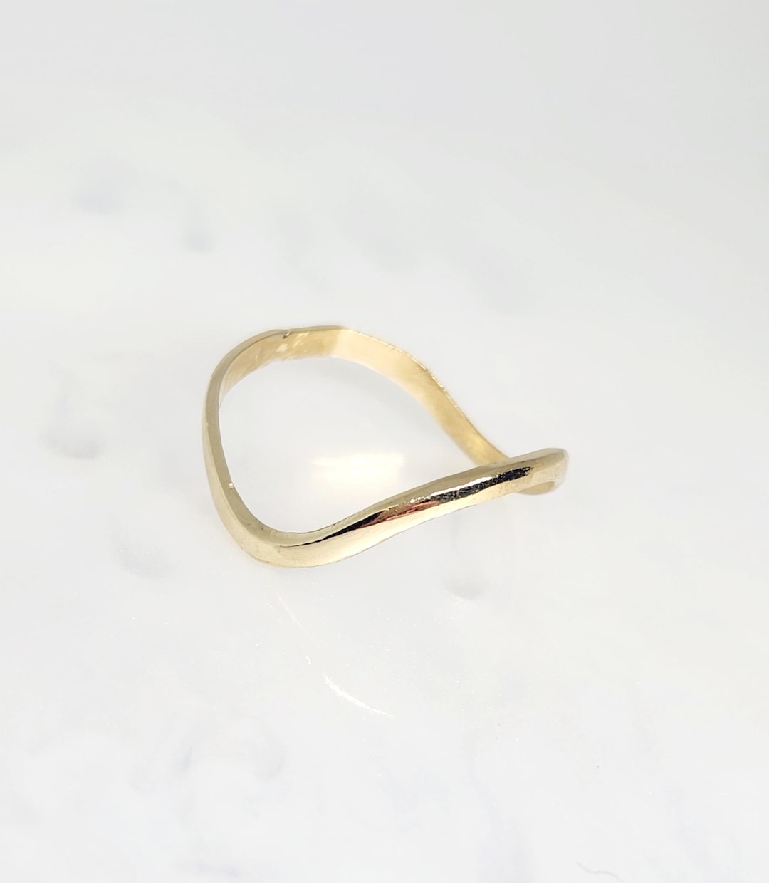 10K Yellow Gold Curvy Ring, Gold U Ring, Gold Index Ring, Gold Dainty Ring, Gold Thumb Ring ...