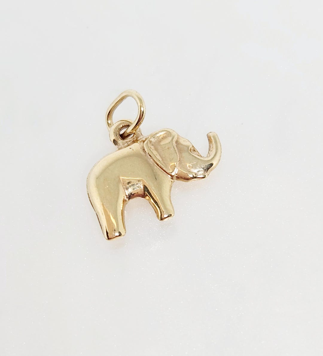 14K Yellow Gold Small Elephant Charm, Slim Double-sided Charm, Mini ...
