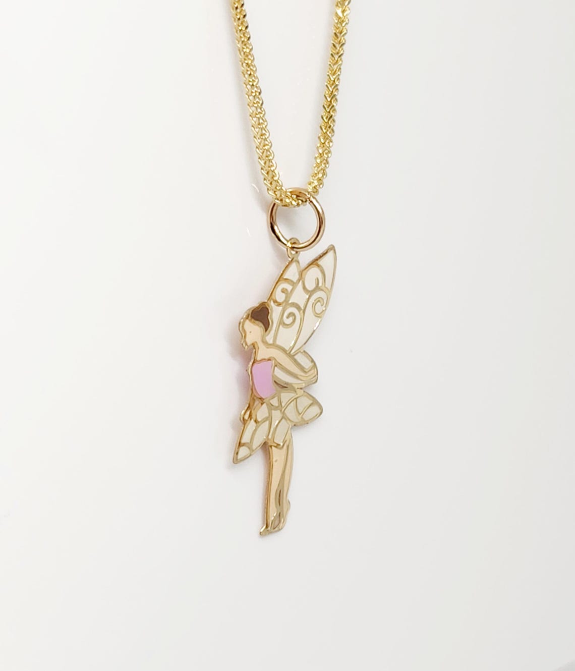 14K Yellow Gold Fairy Charm, Gold Pixie Charm, Gold Enamel Charm ...