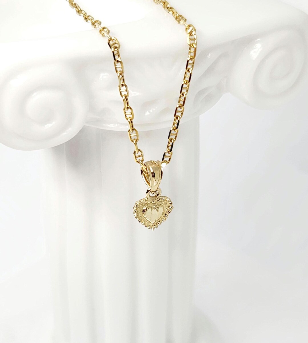 10K Real Gold Heart, TINY Heart Charm, Dainty Heart, Diamond Cut Heart ...