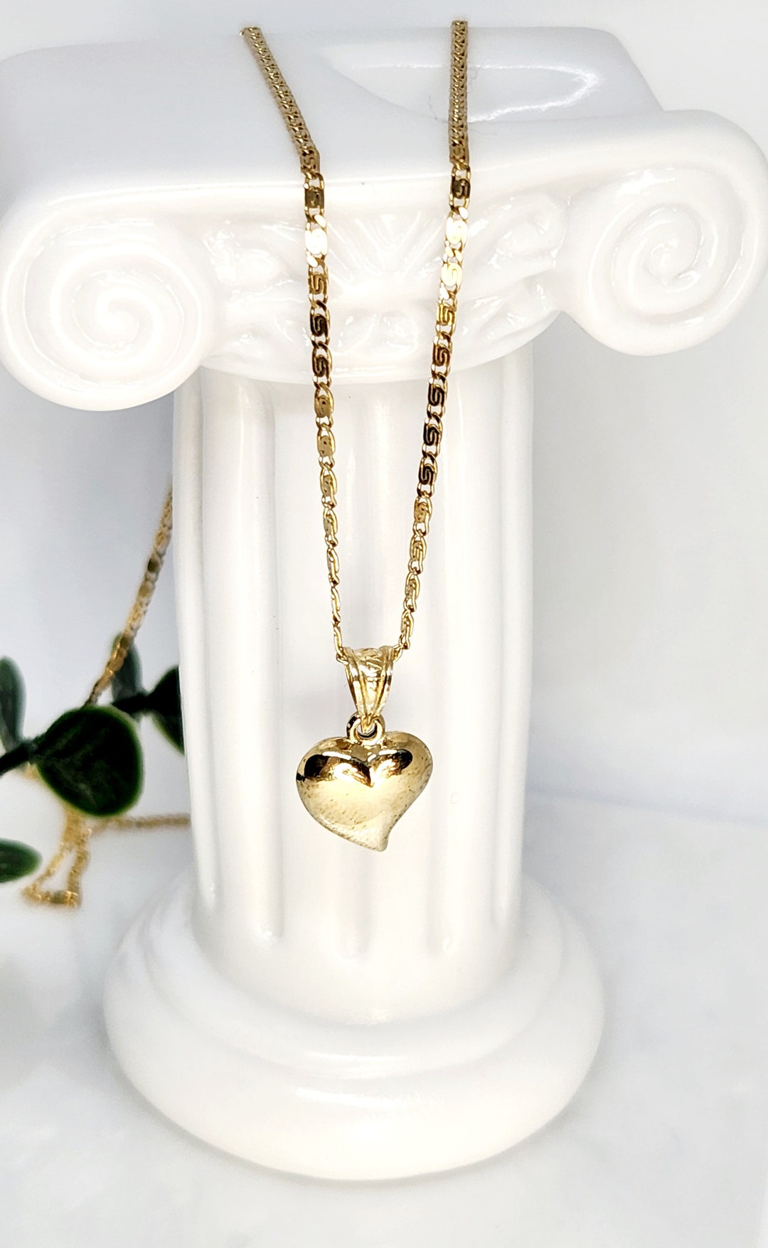 10K Real Gold Heart Charm, Puffy Heart, Gold Curvy Heart, Dainty Heart ...