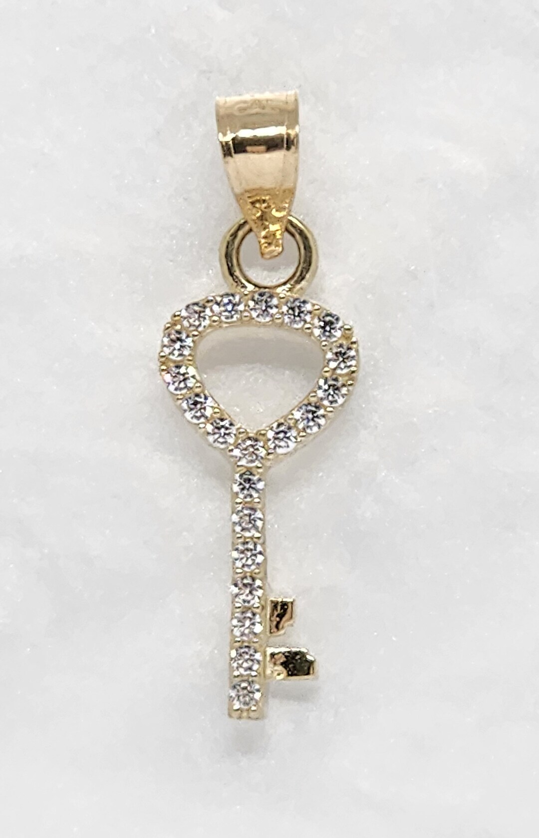 10K Real Gold Key, Solid Gold Key Charm, Gold Key Luck Charm, White ...