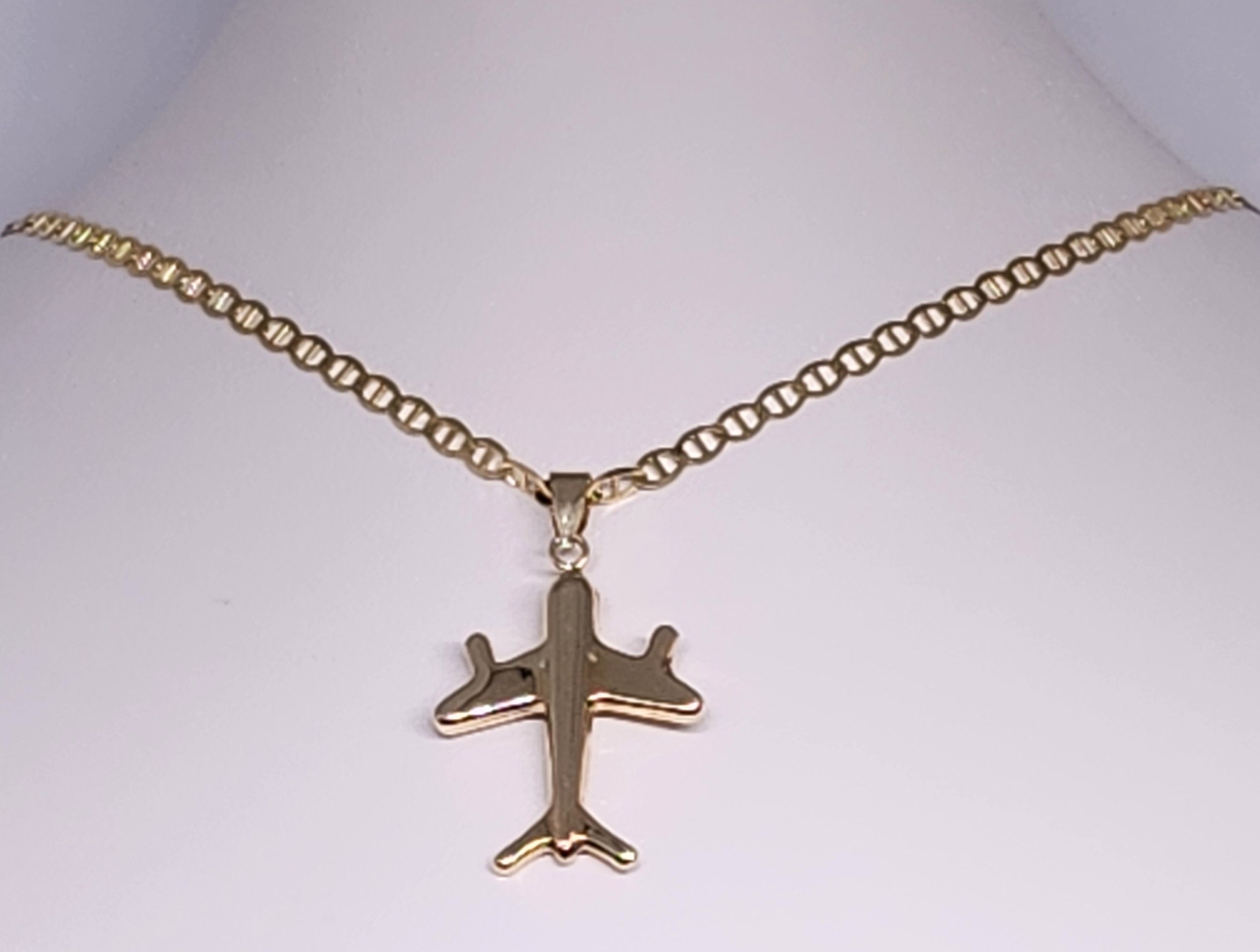 14K Real Gold Airplane Charm, 3D Charm, Real Gold Plane, Travel Charm ...
