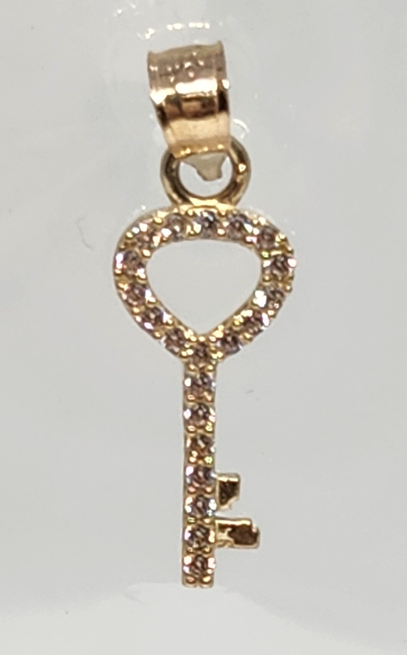10K Real Gold Key, Solid Gold Key Charm, Gold Key Luck Charm, White ...